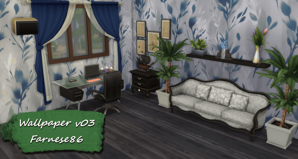 Wallpaper v03 - watercolor leaves - Gallery - The Sims 4 Build / Buy ...