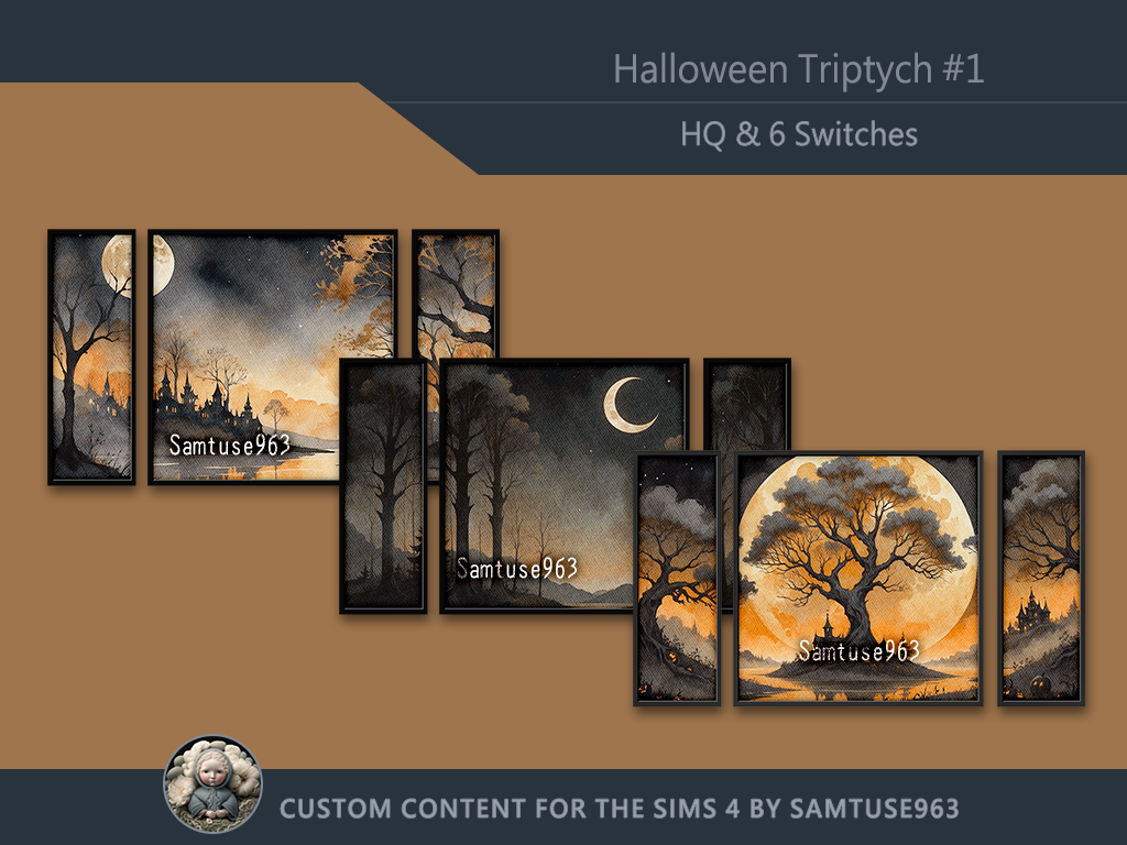HQ Halloween Triptych #1 Sellable Extra E Samtuse963 - The Sims 4 Build / Buy - CurseForge
