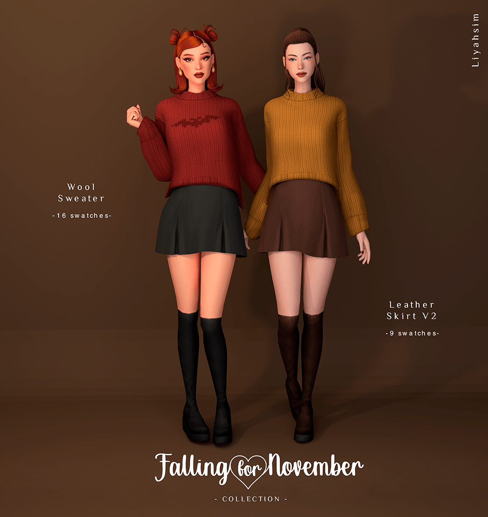 [Falling for november] Leather skirt V2 - Gallery - The Sims 4 Create a ...