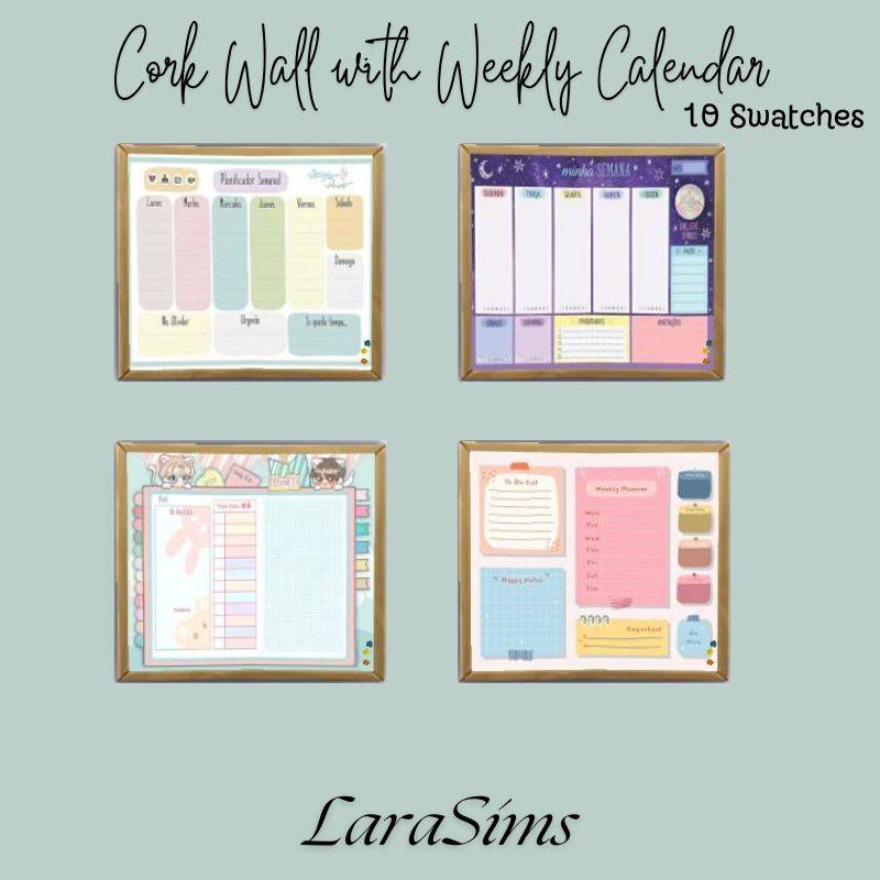 CORK WALL WITH WEEKLY CALENDAR - Gallery - The Sims 4 Build / Buy ...