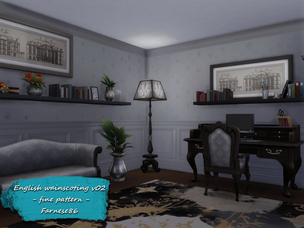 English wainscoting v02 - fine pattern - Gallery - The Sims 4 Build ...