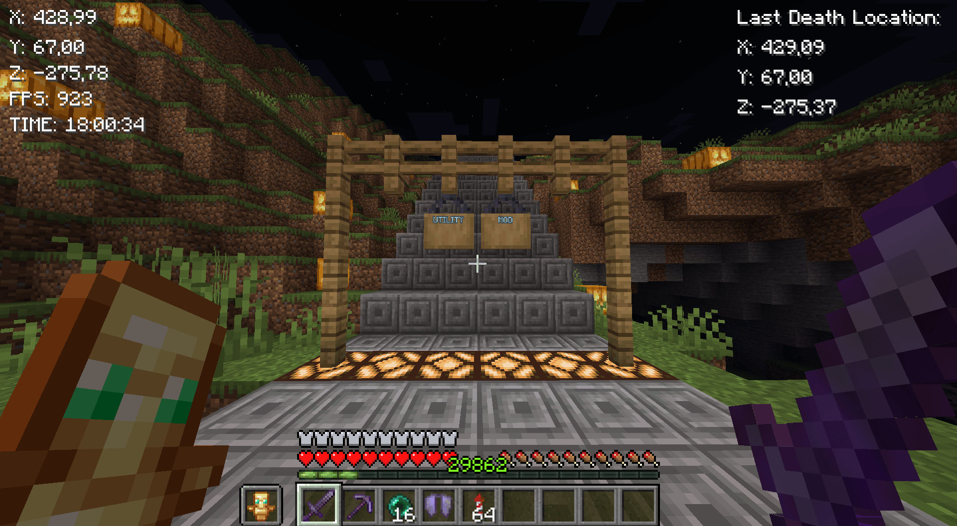 UTIL HUD (Coordinates, Fullbright, Fps, time, Last Death location ...