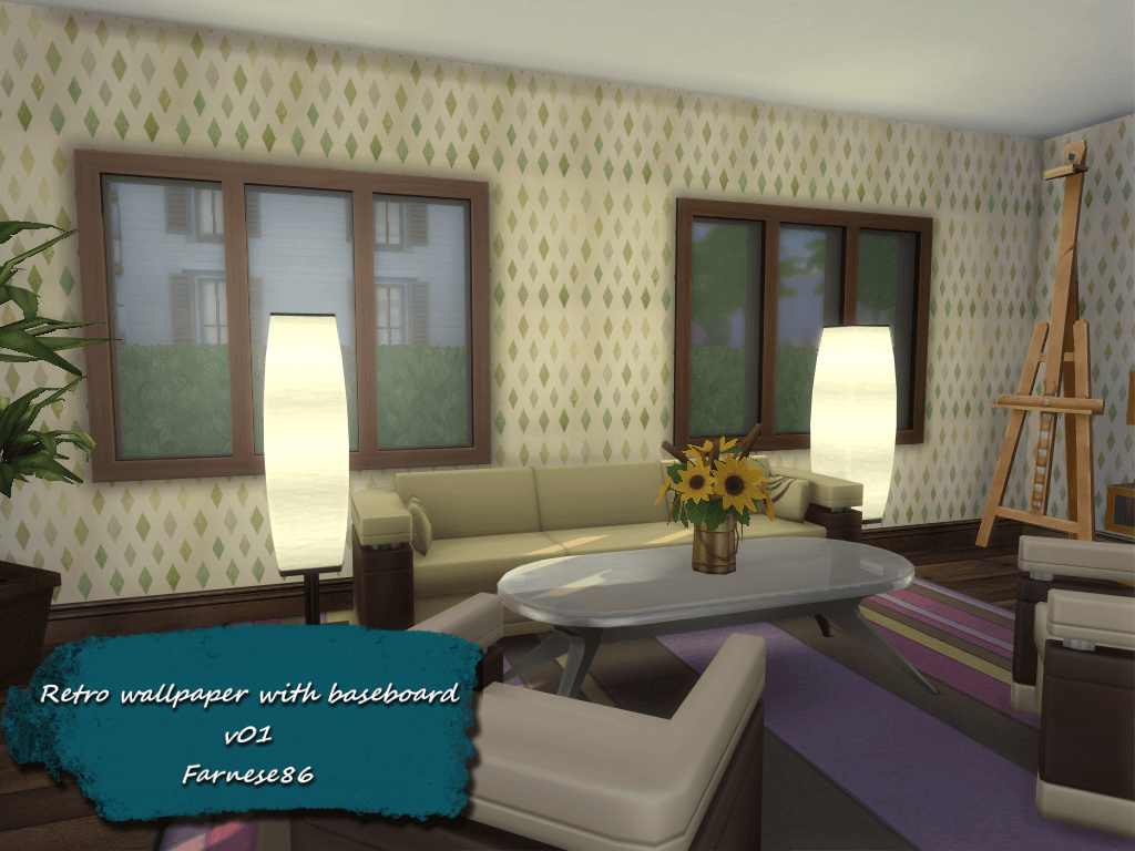 Retro wallpaper with baseboard - Gallery - The Sims 4 Build / Buy ...