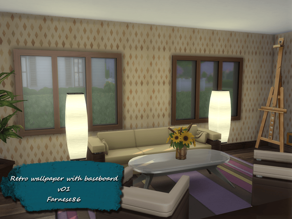 Retro wallpaper with baseboard - Gallery - The Sims 4 Build / Buy ...