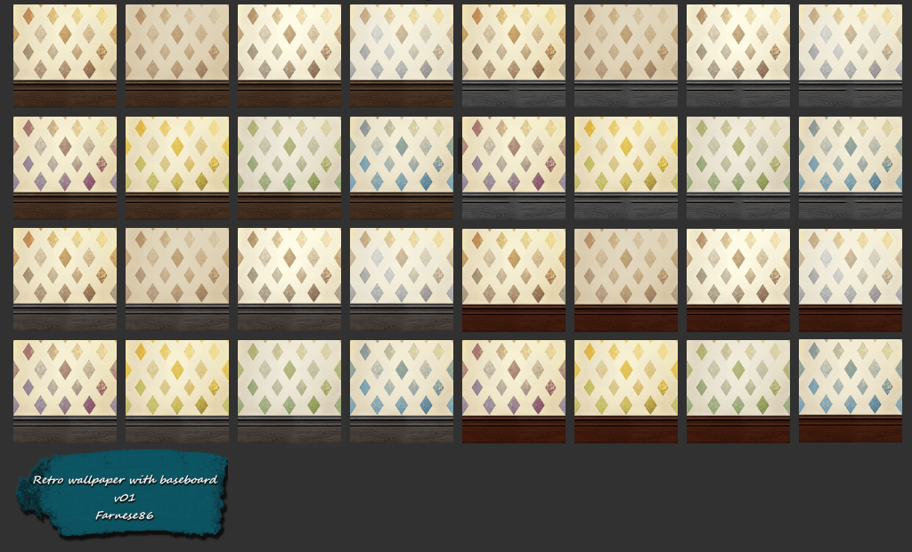 Retro wallpaper with baseboard - Gallery - The Sims 4 Build / Buy ...