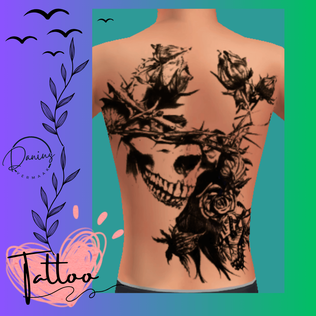 Skulledrose Back Tattoo - Basegame compatible - The Sims 4 Create a Sim ...