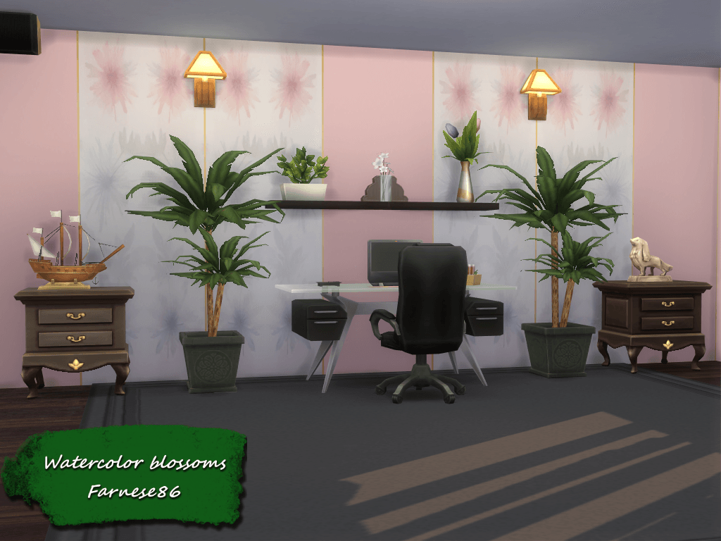 Watercolor blossoms wallpaper - Gallery - The Sims 4 Build / Buy ...