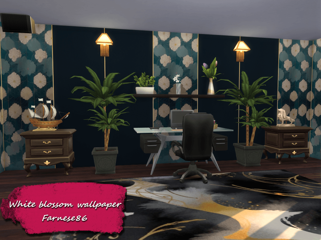 White blossom wallpaper - Gallery - The Sims 4 Build / Buy - CurseForge