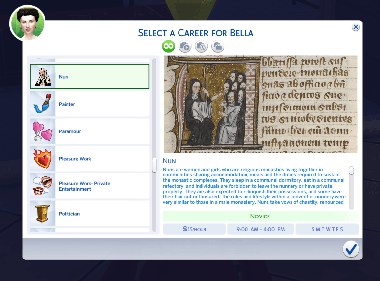 Medieval Nun Career - The Sims 4 Mods - CurseForge