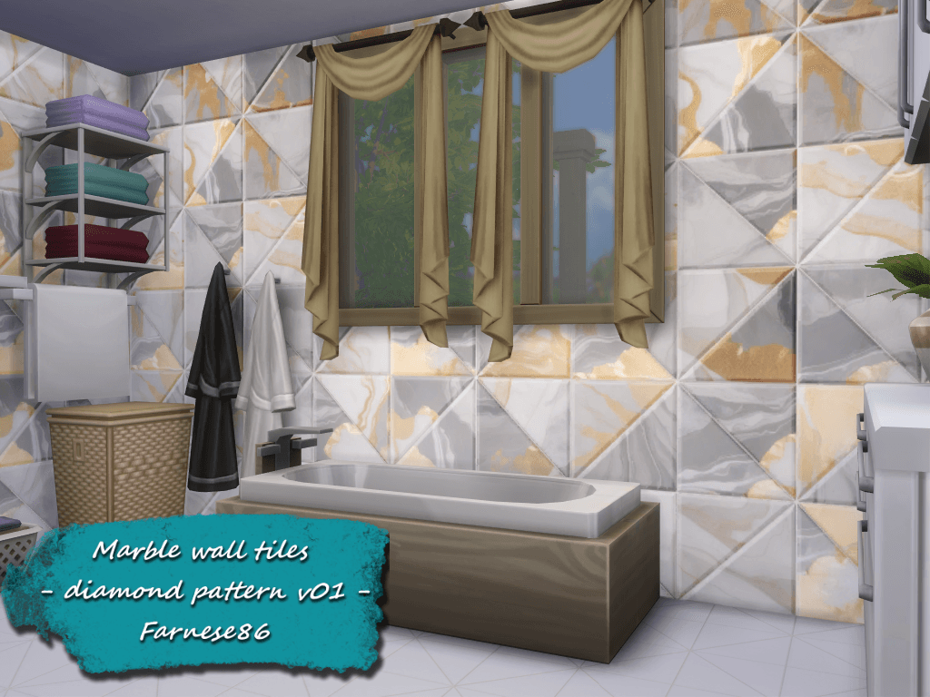 Marble wall tiles - diamond pattern v01 - Gallery - The Sims 4 Build ...