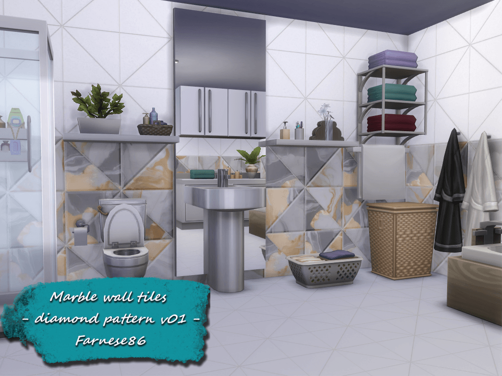 Marble wall tiles - diamond pattern v01 - Gallery - The Sims 4 Build ...