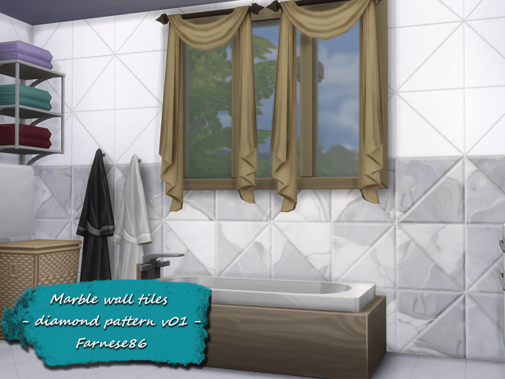 Marble wall tiles - diamond pattern v01 - Gallery - The Sims 4 Build ...