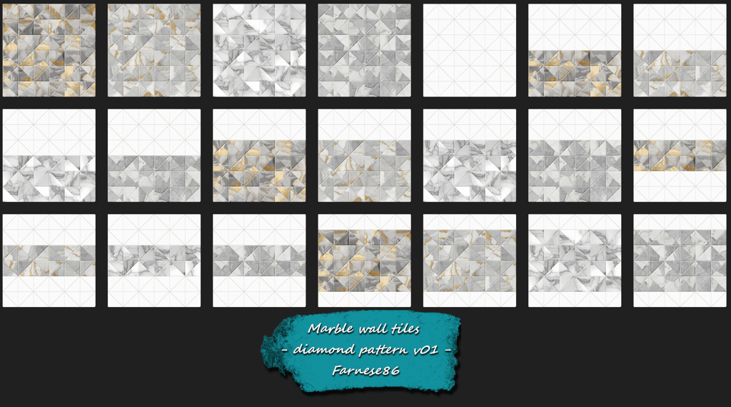 Marble wall tiles - diamond pattern v01 - Gallery - The Sims 4 Build ...