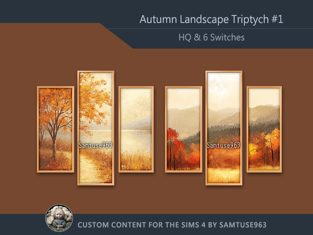 HQ Autumn Landscape Triptych #1 Sellable Extra B Samtuse963 - Gallery - The Sims 4 Build / Buy ...