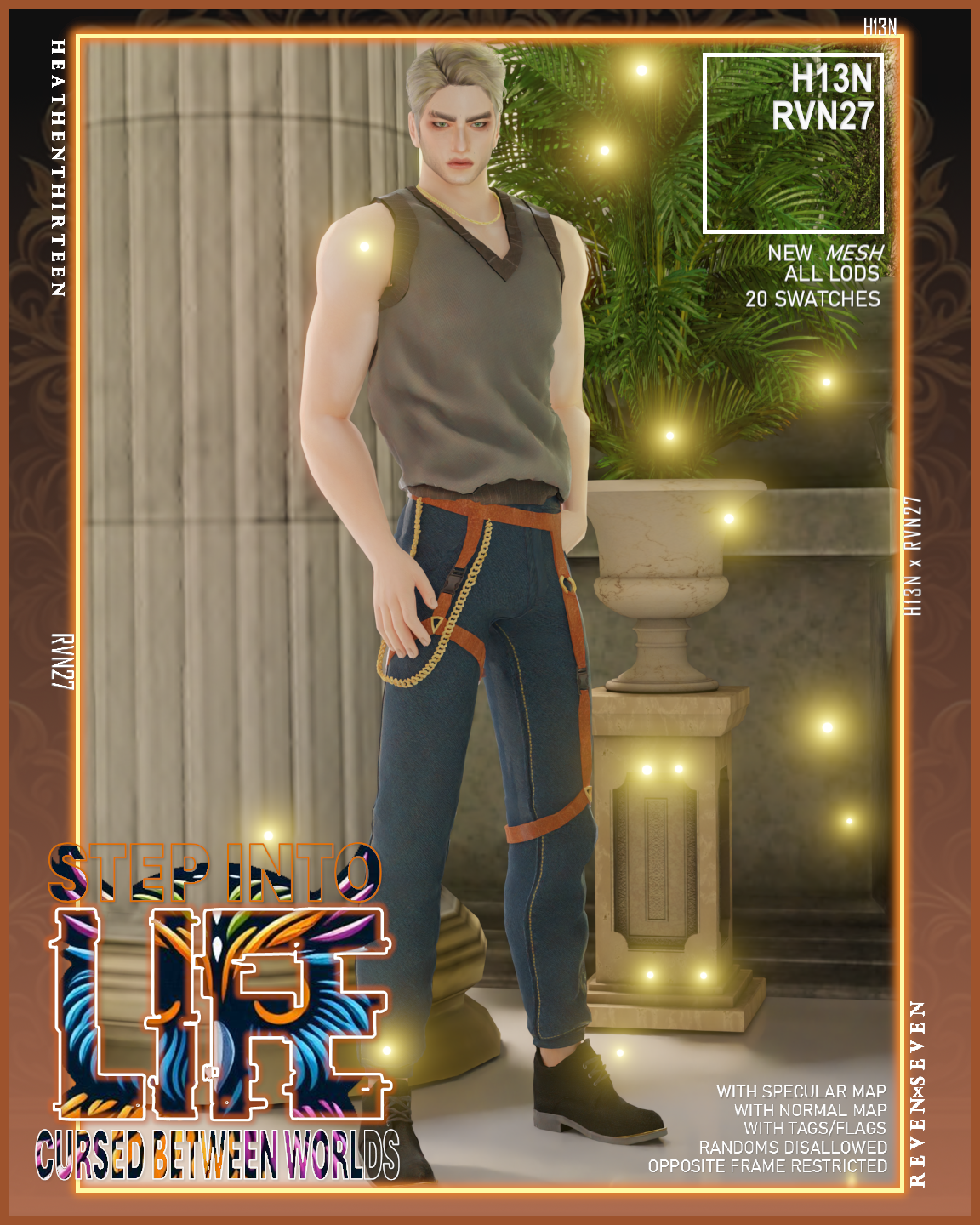 Men's Rugged Gentleman Slim Fit Pants with Harness and Chain - The Sims ...