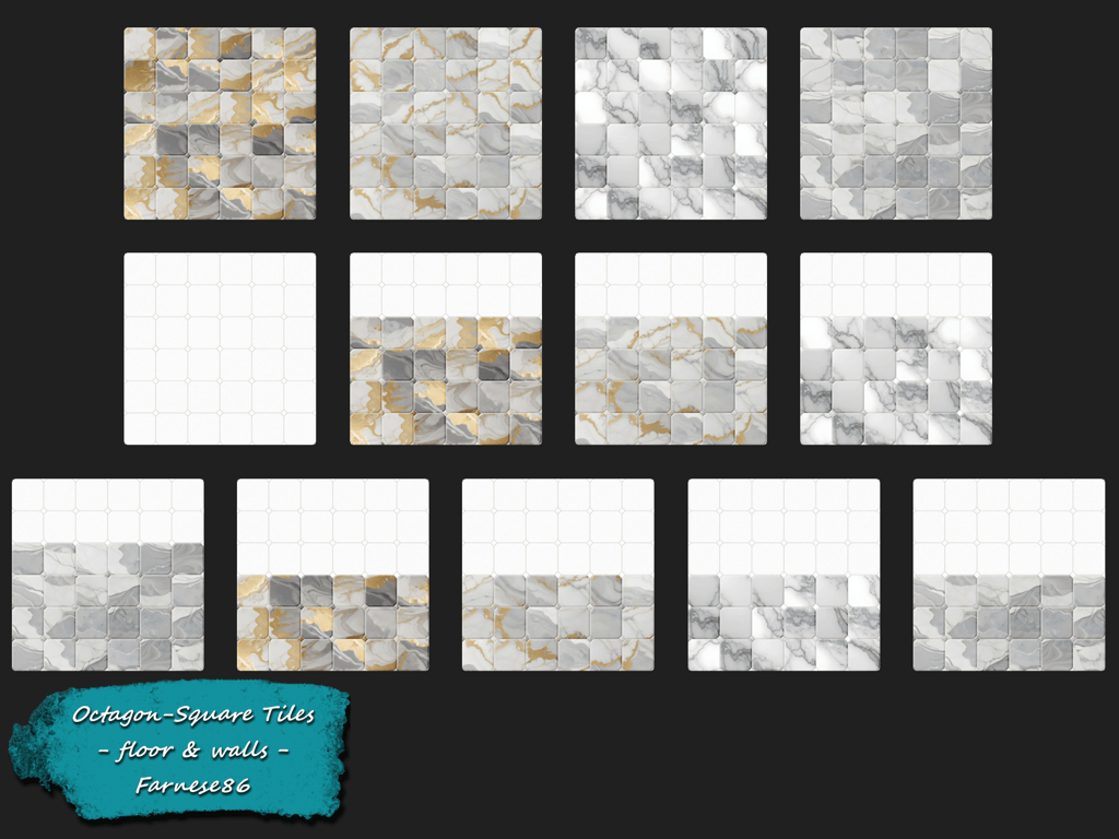 Octagon-Square Tiles - floor&walls - Gallery - The Sims 4 Build / Buy ...
