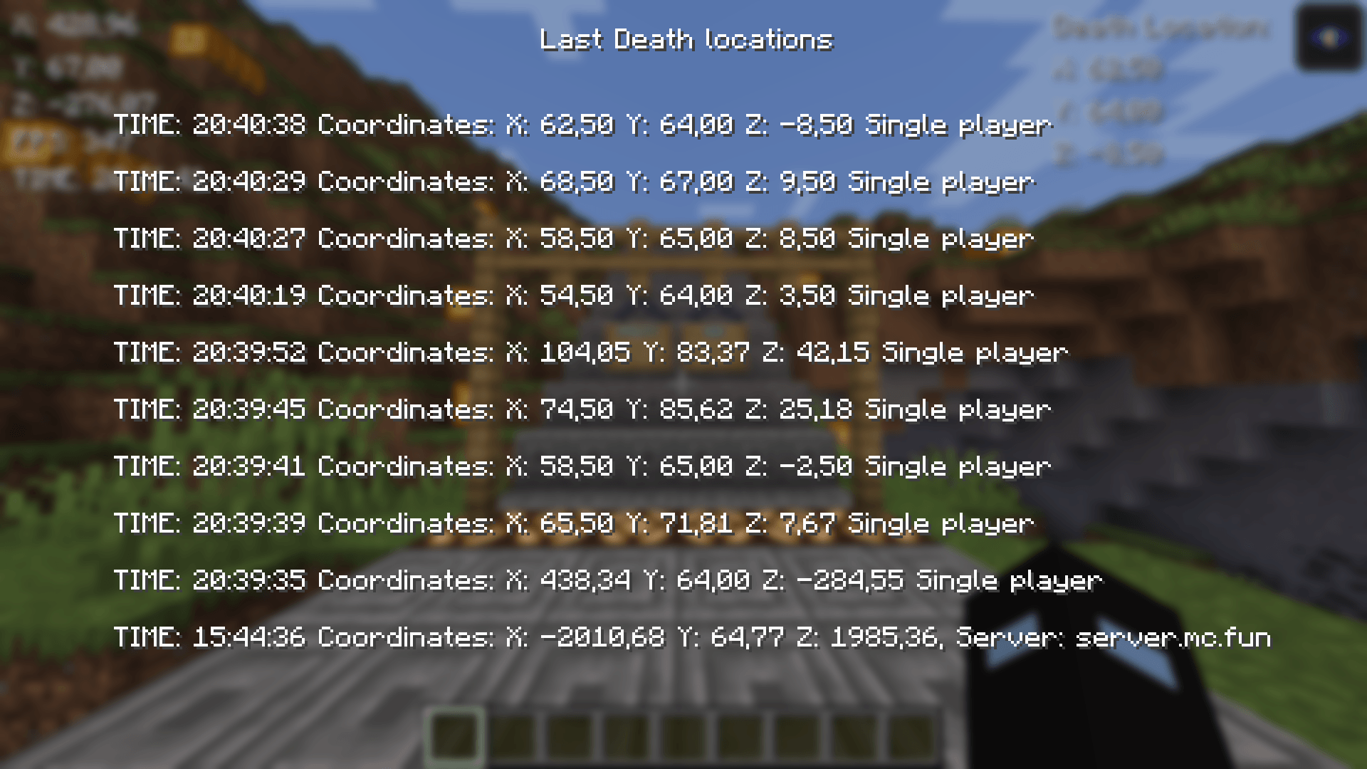 UTIL HUD (Coordinates, Fullbright, Fps, time, Last Death location ...