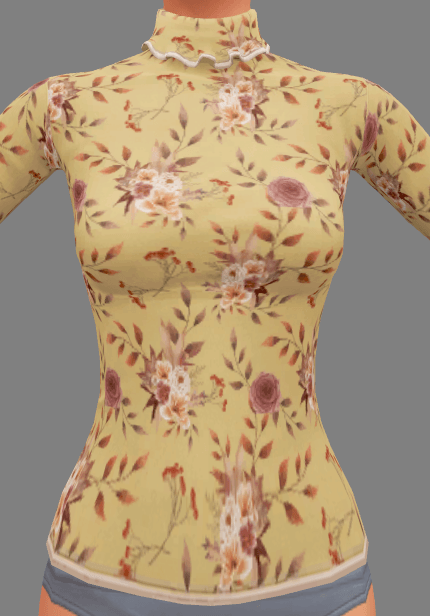 Ruffle High Neck Shirt - Romantic Flowers - Gallery - The Sims 4 Create ...