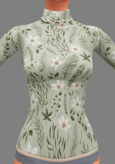Ruffle High Neck Shirt - Romantic Flowers - Gallery - The Sims 4 Create ...