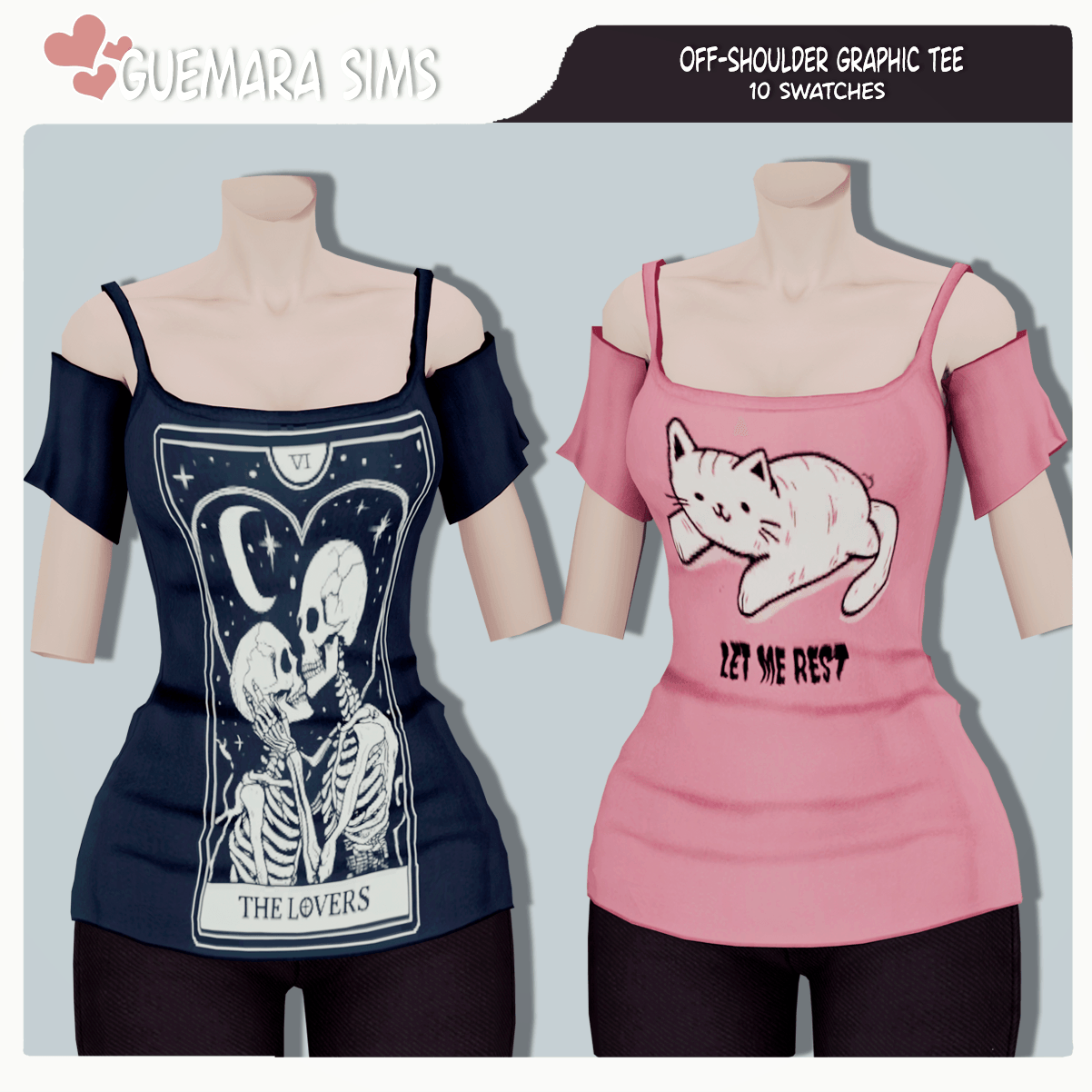 Off-Shoulder Graphic Tee - Gallery - The Sims 4 Create a Sim - CurseForge