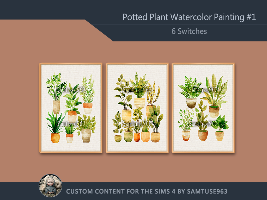 Potted Plant Watercolor Painting #2 Sellable Extra A Samtuse963 - Gallery - The Sims 4 Build ...