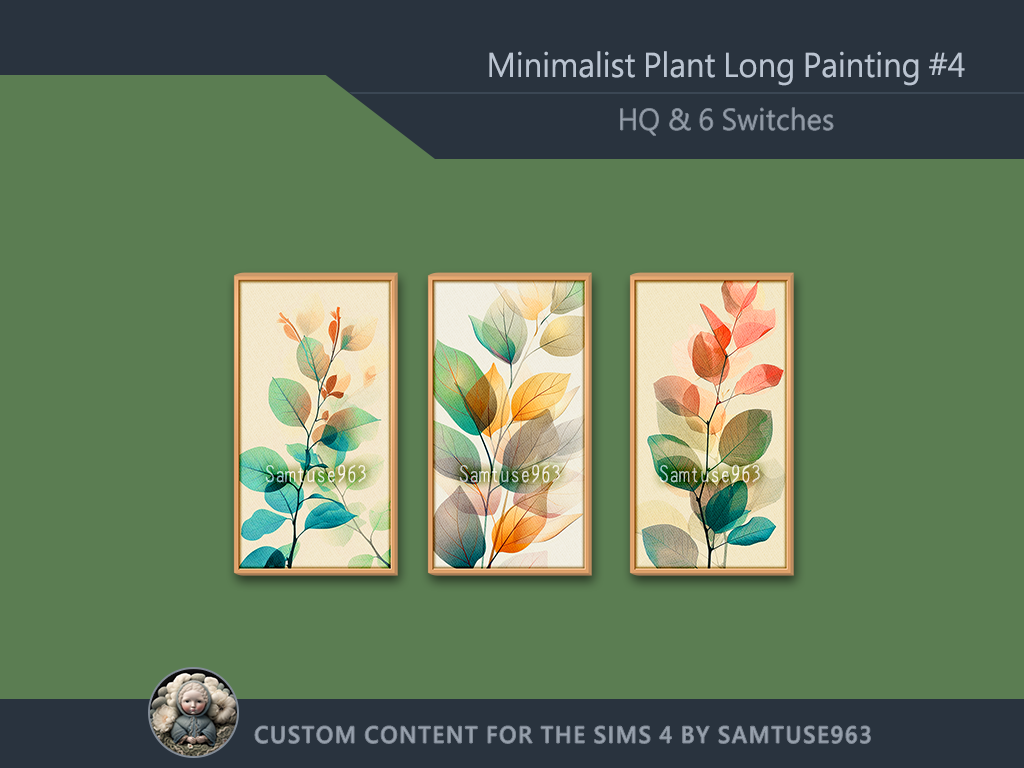 HQ Minimalist Plant Long Painting #5 Sellable Extra D Samtuse963 - The Sims 4 Build / Buy ...