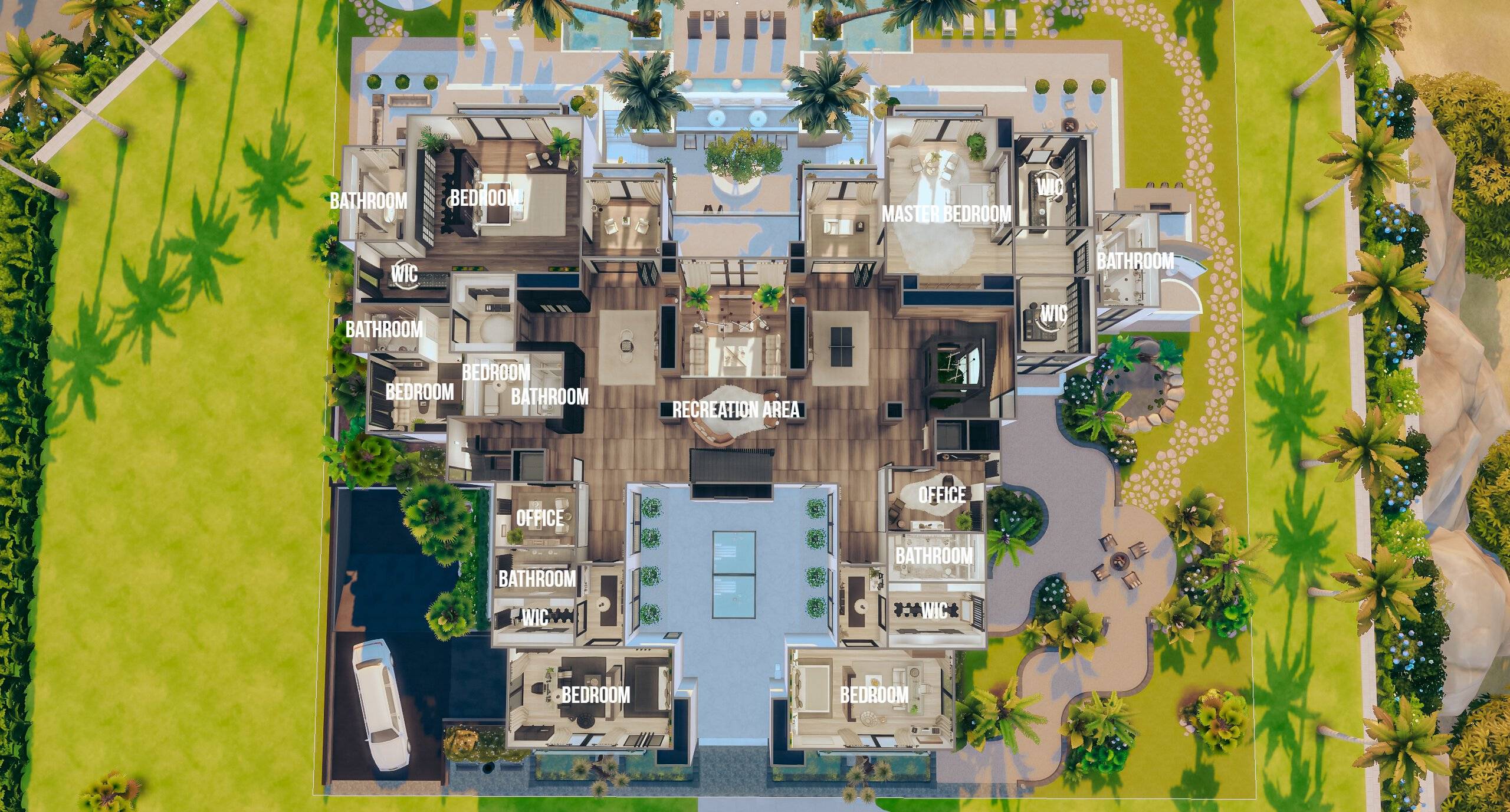 Modern Sims 4 Mansion Blueprints Contemporary Style House Plan 7