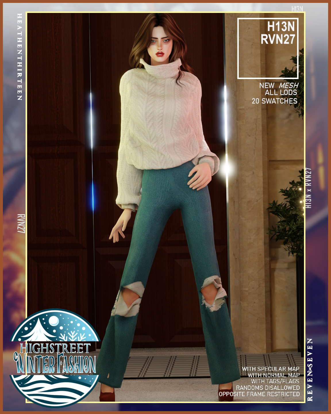 Women's Classic Flare Relaxed Fit Ripped Jeans - The Sims 4 Create a ...