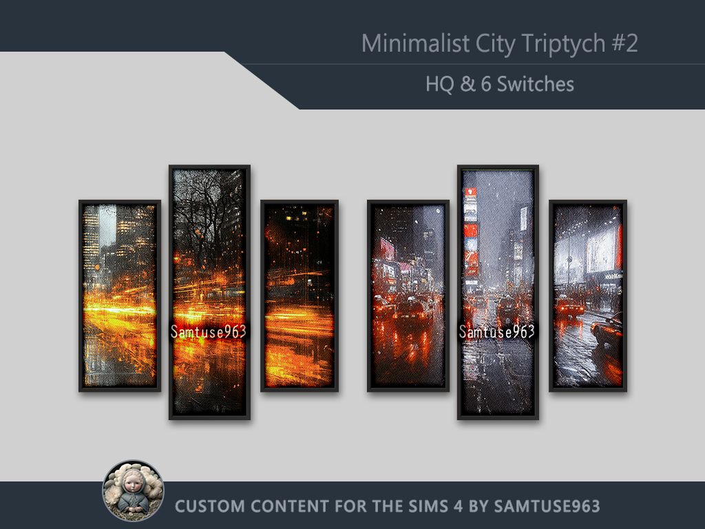 HQ Minimalist City Triptych #2 Sellable Extra B Samtuse963 - Gallery - The Sims 4 Build / Buy ...