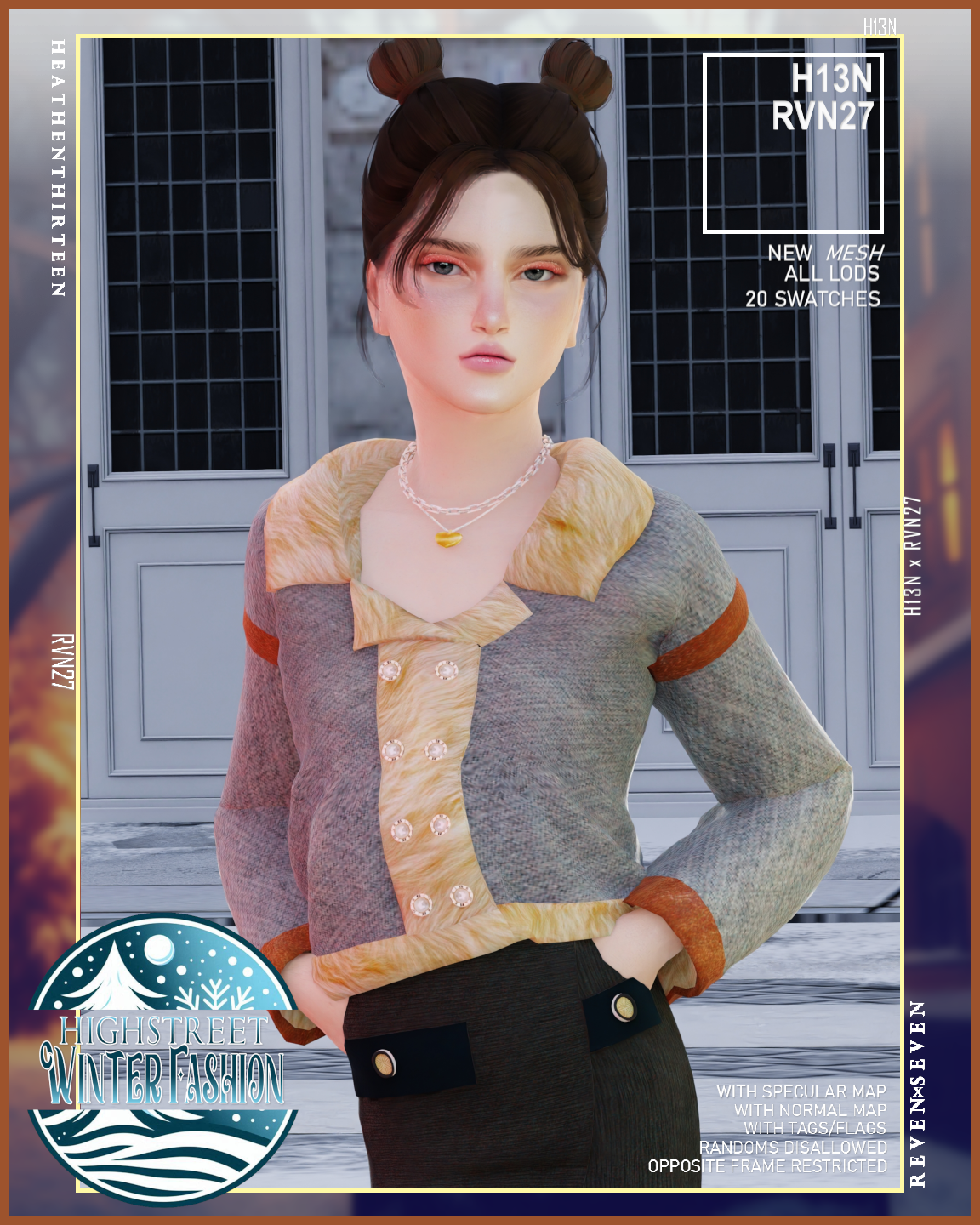 Child's Double Pearl Button Faux Fur Crop Jacket - The Sims 4 Create a ...