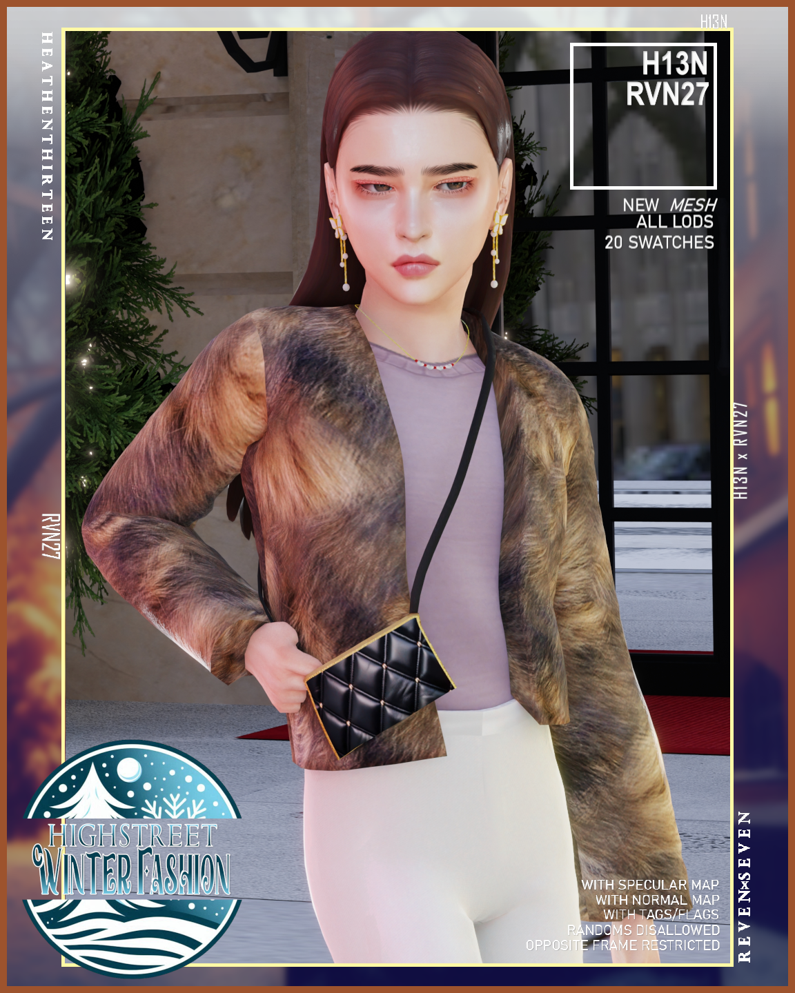 Child's Faux Fur Crop Jacket with Mini Clutch Bag - The Sims 4 Create a ...