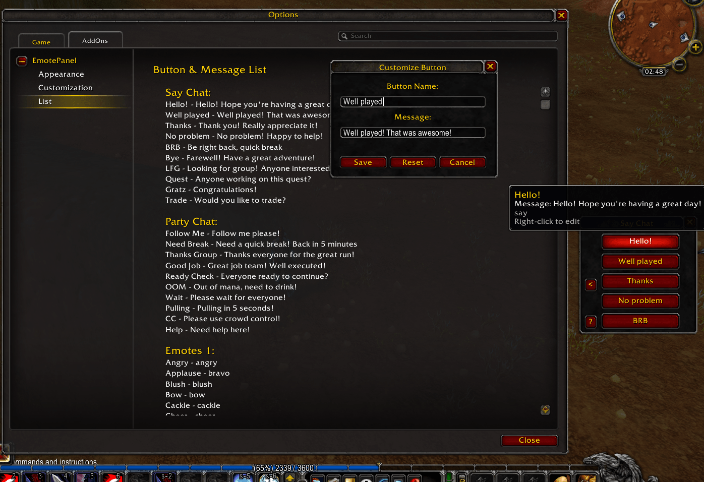 Emote Panel - Gallery - World of Warcraft Addons - CurseForge