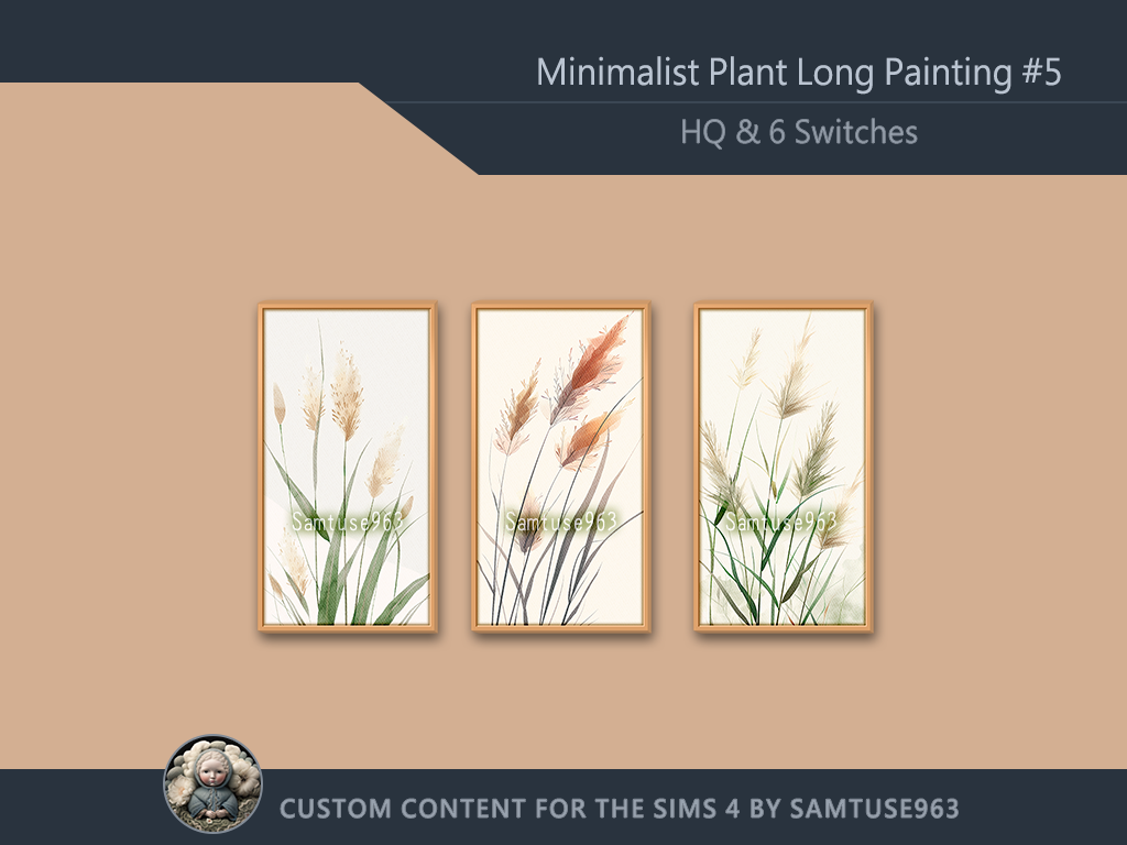 HQ Minimalist Plant Long Painting #6 Sellable Extra D Samtuse963 - The Sims 4 Build / Buy ...