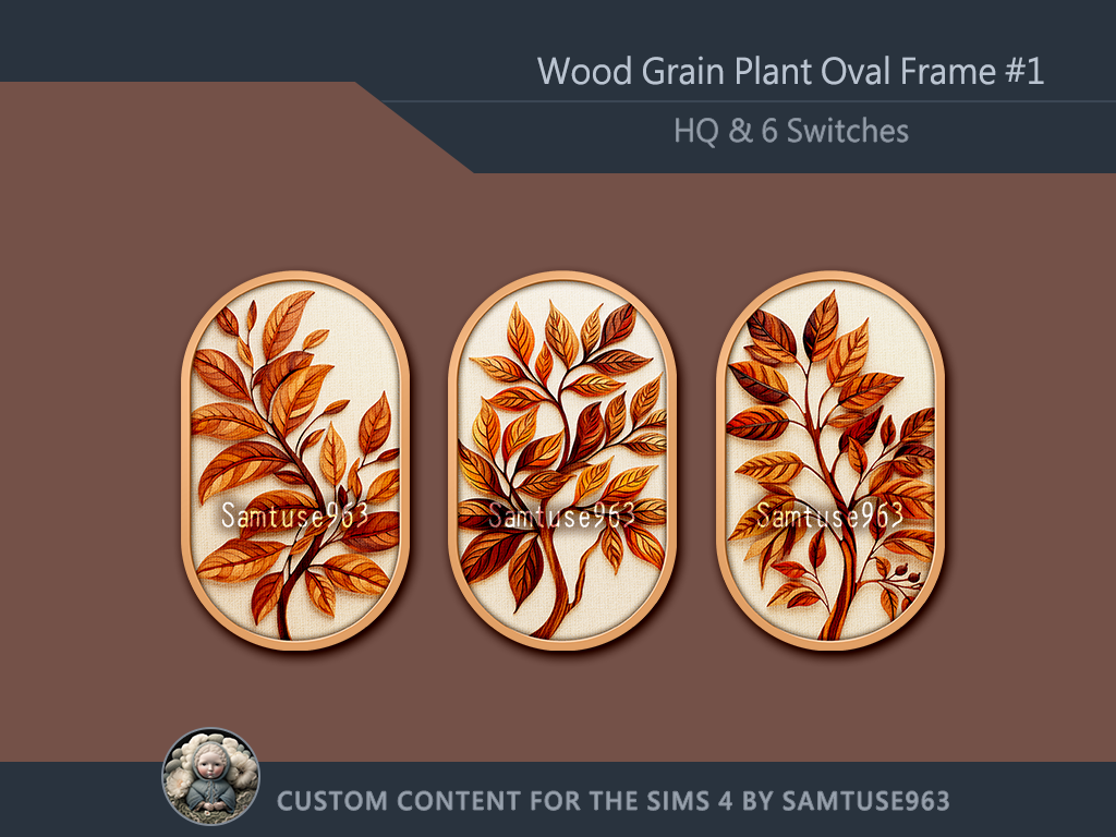 HQ Wood Grain Plant Oval Frame #1 Sellable Samtuse963 - The Sims 4 ...
