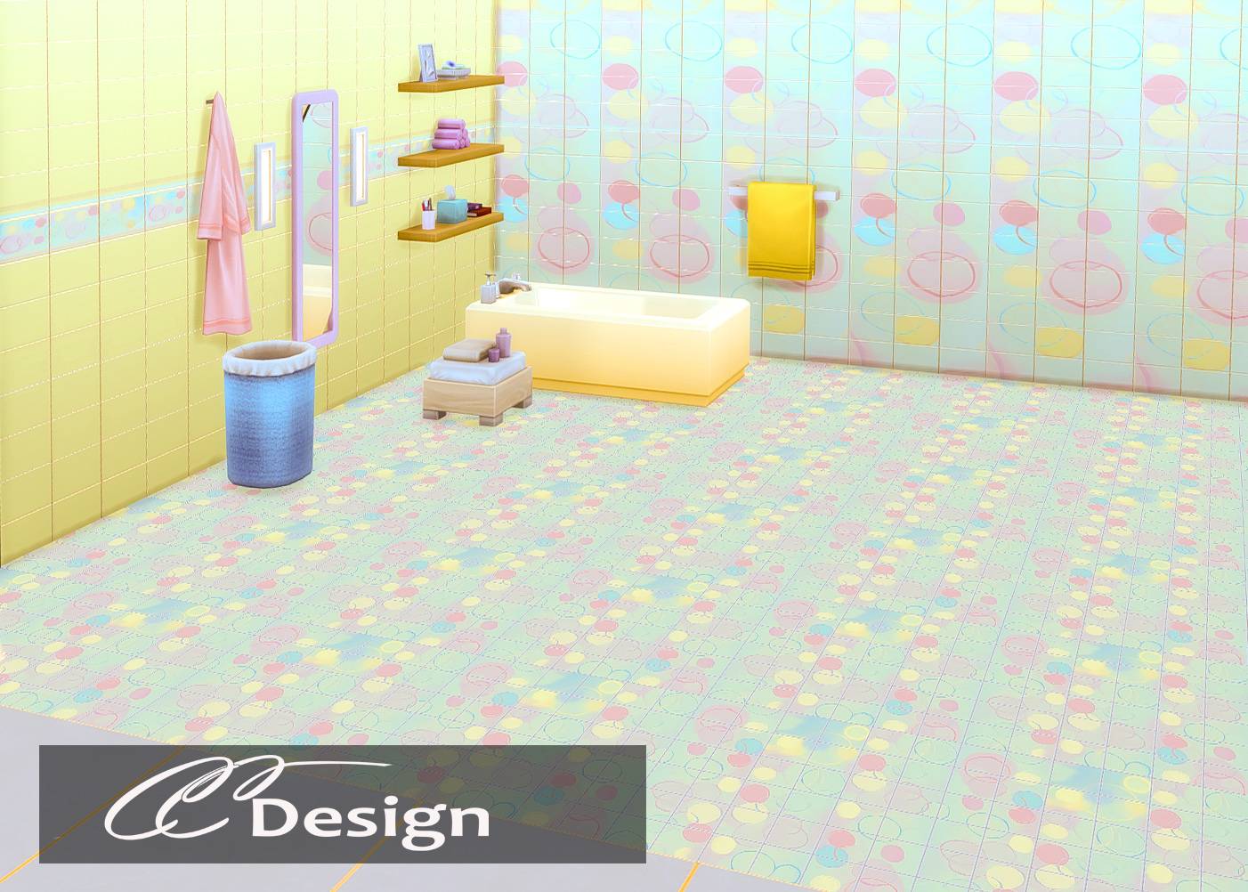 Pretty wall tile with circles in pastel - Gallery - The Sims 4 Build ...