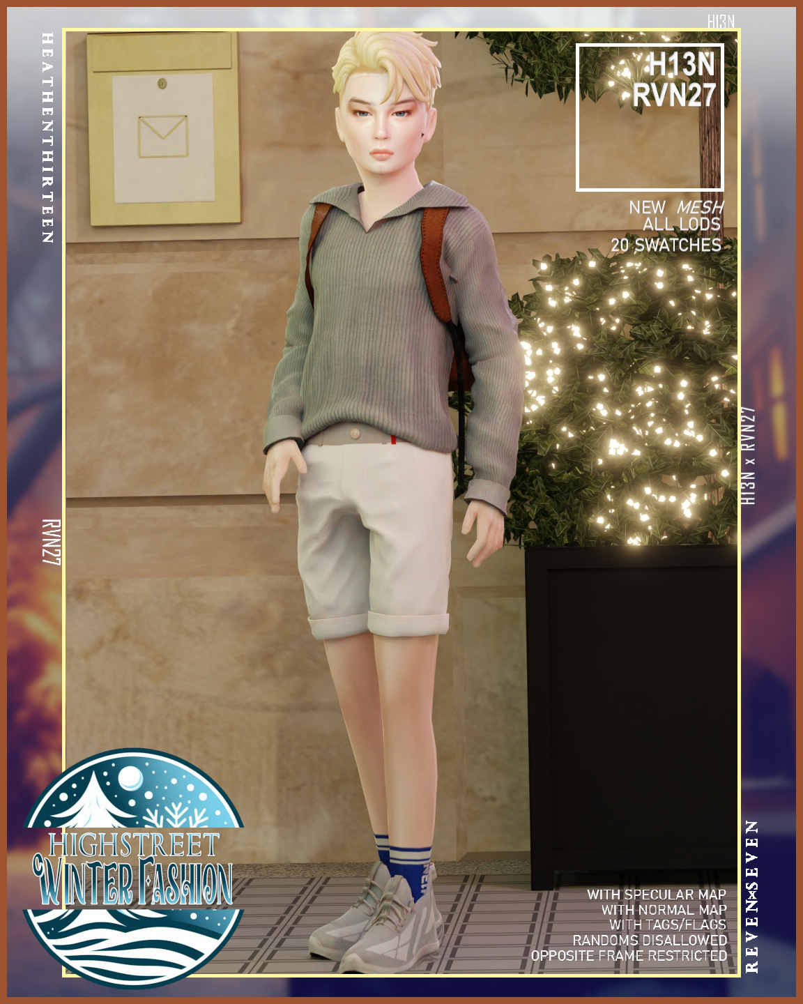 Boy's Inside Trucker Neck Sweater Leather Backpack at The Sims 4 Nexus ...