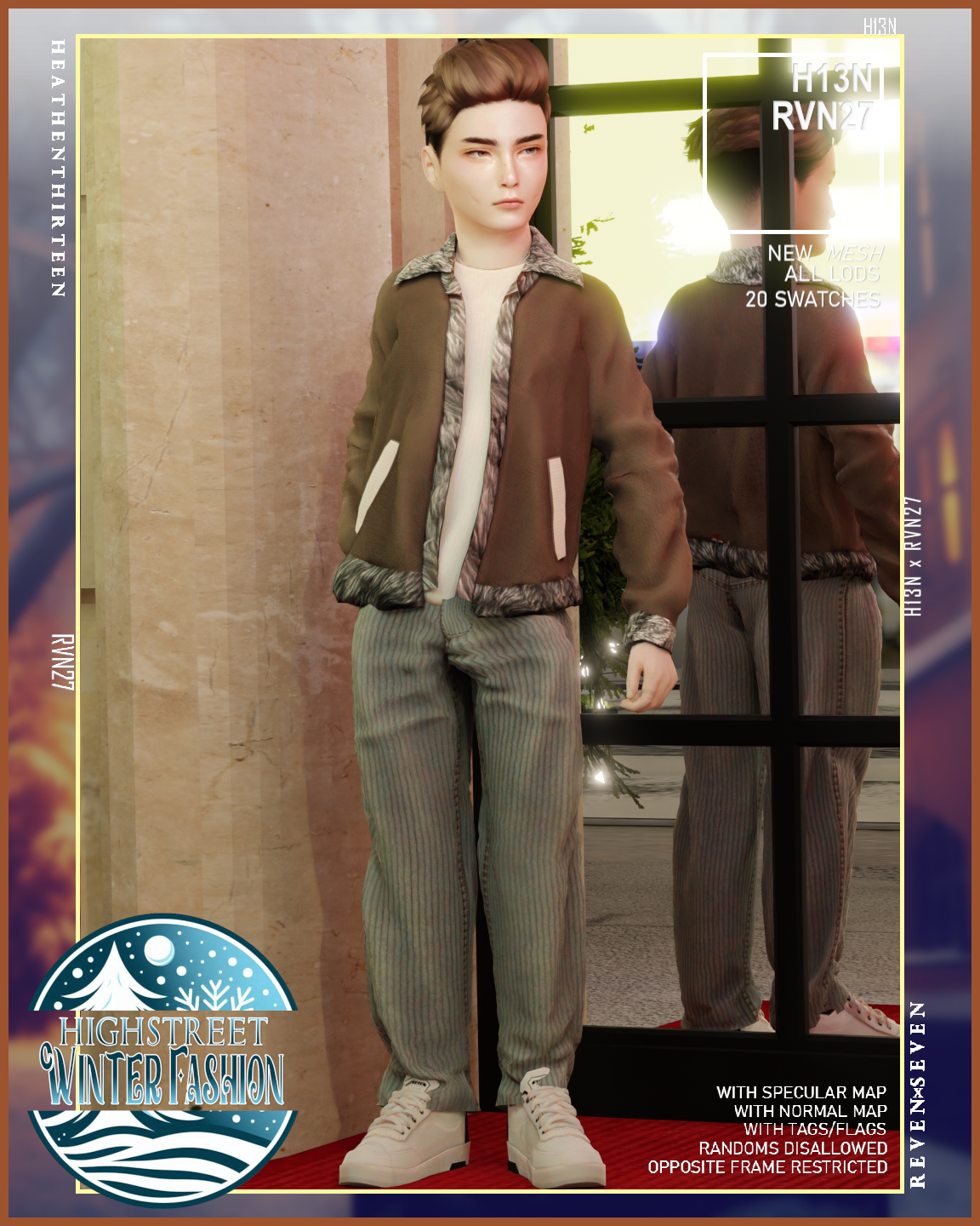 Boy's Aviator Shearling Collar Cuffs Leather Fur Edge Jacket - The Sims ...