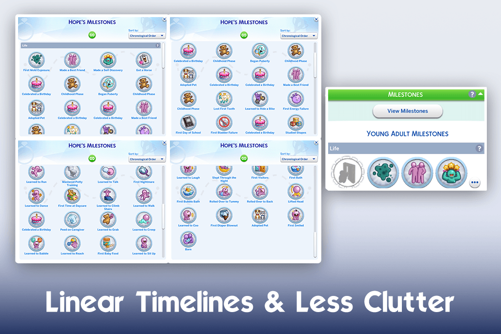 Milestones Reorganized - Gallery - The Sims 4 Mods - CurseForge