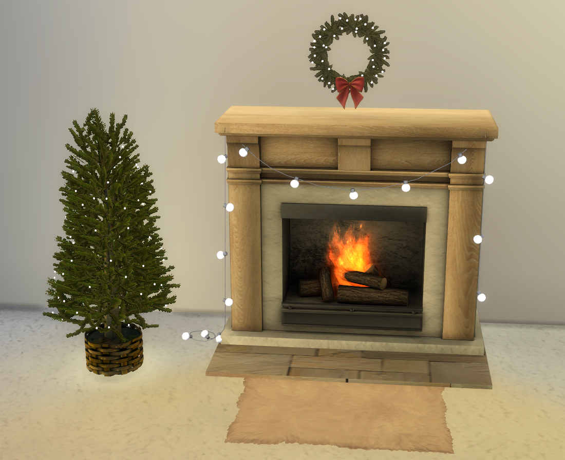 Fireplace with string lights and log tree basket - Gallery - The Sims 4 ...