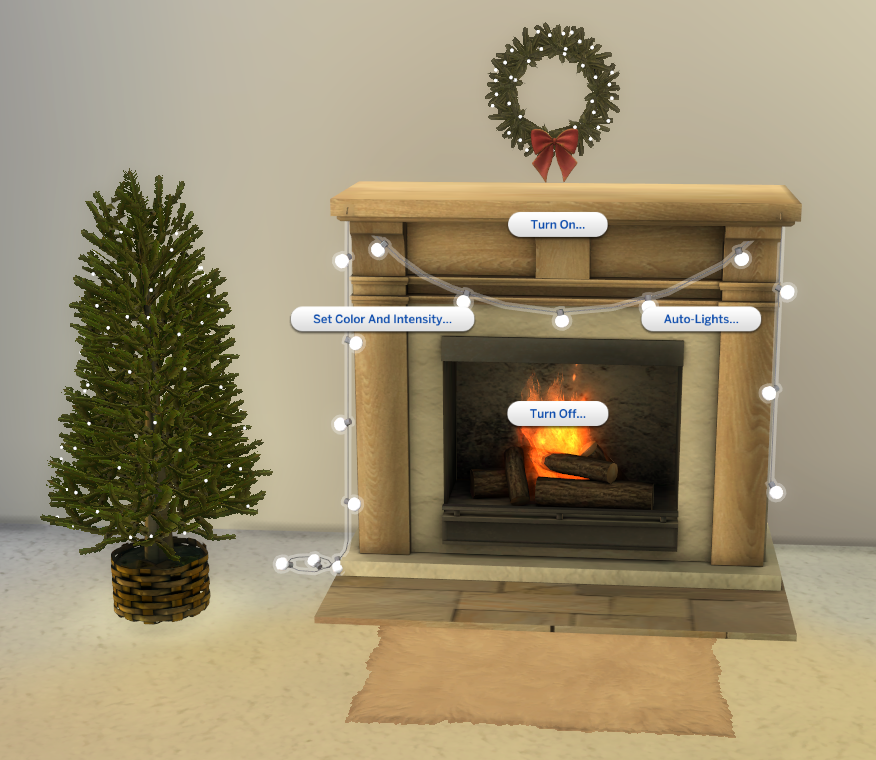 Fireplace with string lights and log tree basket - Gallery - The Sims 4 ...