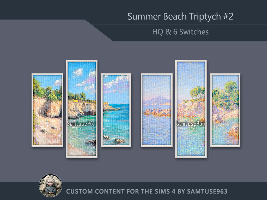HQ Summer Beach Triptych #2 Sellable Extra B Samtuse963 - The Sims 4 Build / Buy - CurseForge