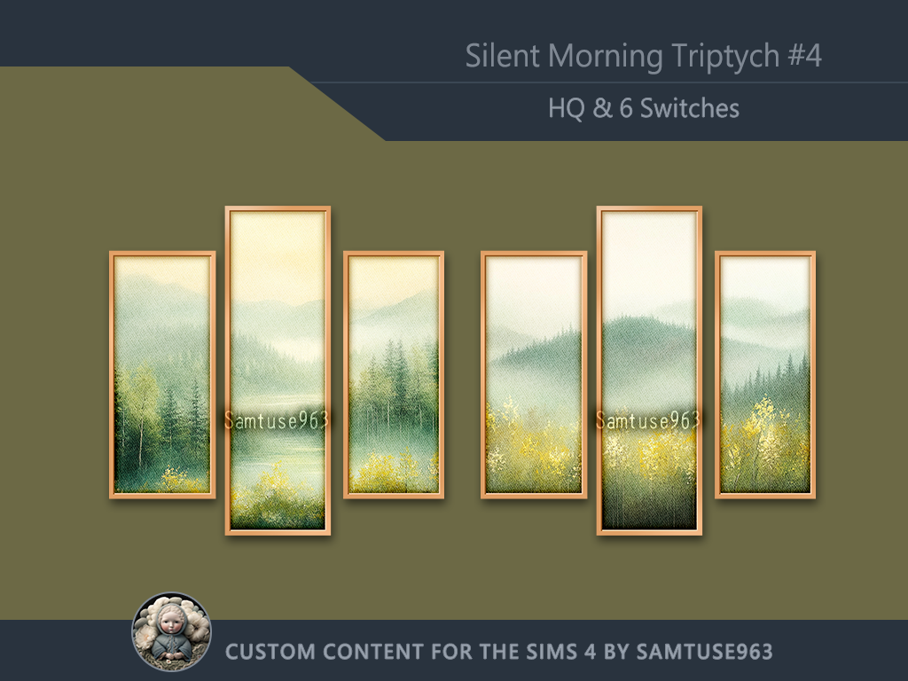 HQ Silent Morning Triptych #4 Sellable Extra B Samtuse963 - The Sims 4 Build / Buy - CurseForge