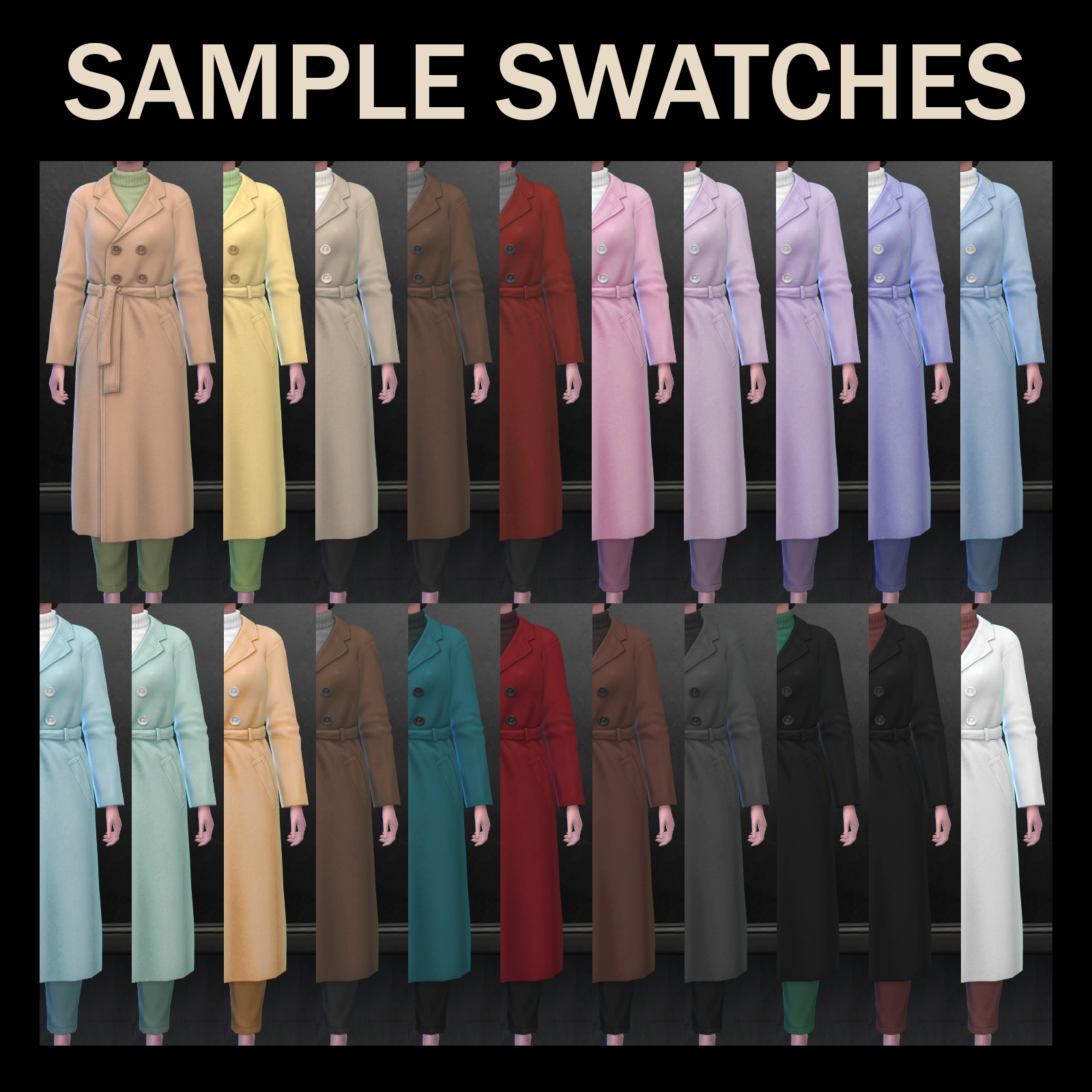 Wool Trench Solid Colours - Female Frame Only - Gallery - The Sims 4 ...