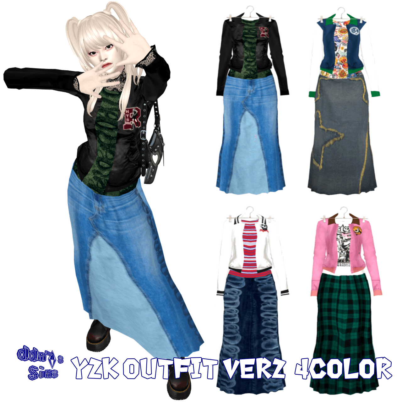 C / Y2K Outfit Ver2 4color - Gallery - The Sims 4 Create a Sim - CurseForge