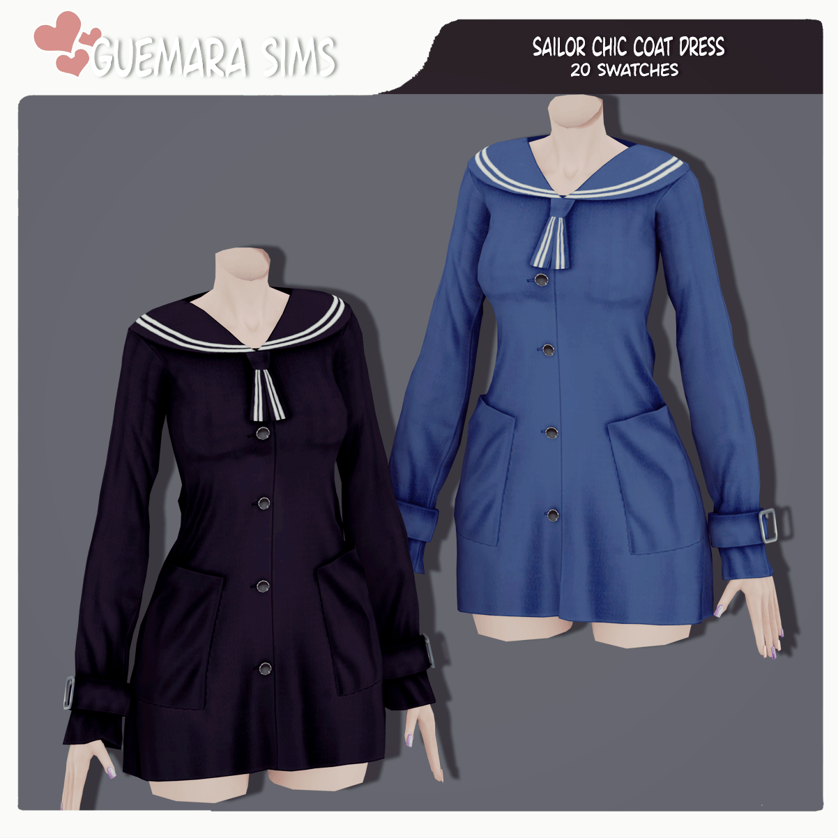 Sailor Chic Coat Dress - Gallery - The Sims 4 Create a Sim - CurseForge