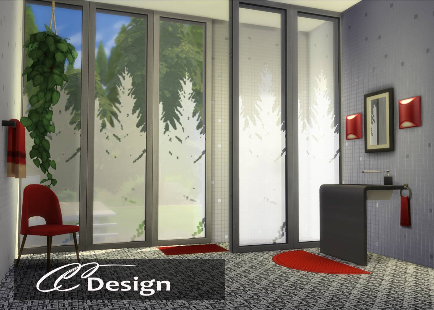 A beautiful and practical privacy window with a fir motif. For high ...