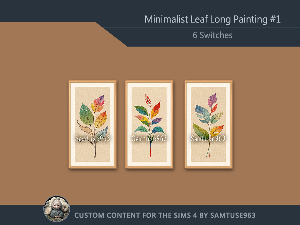 Minimalist Leaf Long Painting #1 Sellable Extra D Samtuse963 - The Sims 4 Build / Buy - CurseForge