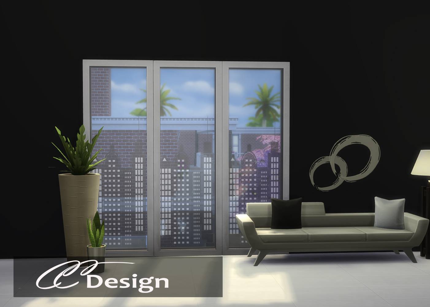 A skyline on the privacy window. For medium walls. - Gallery - The Sims ...