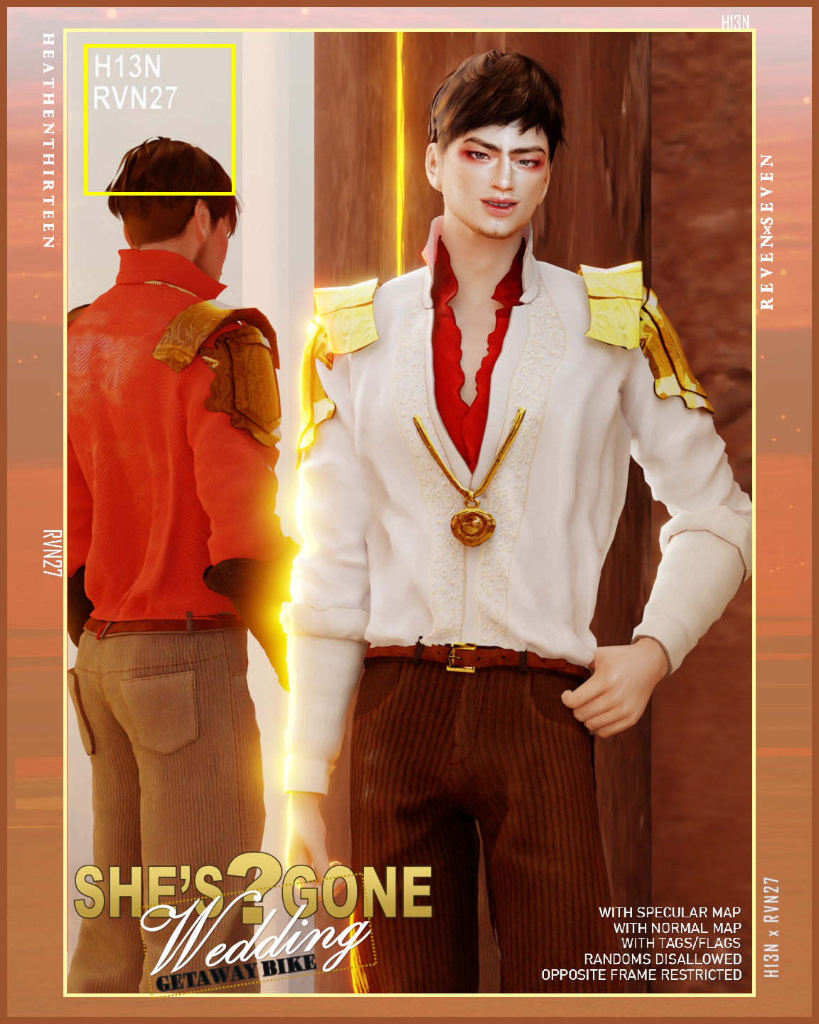 Shoulder Armor Embroidered Doublet Pendant Open Shirt - The Sims 4 ...