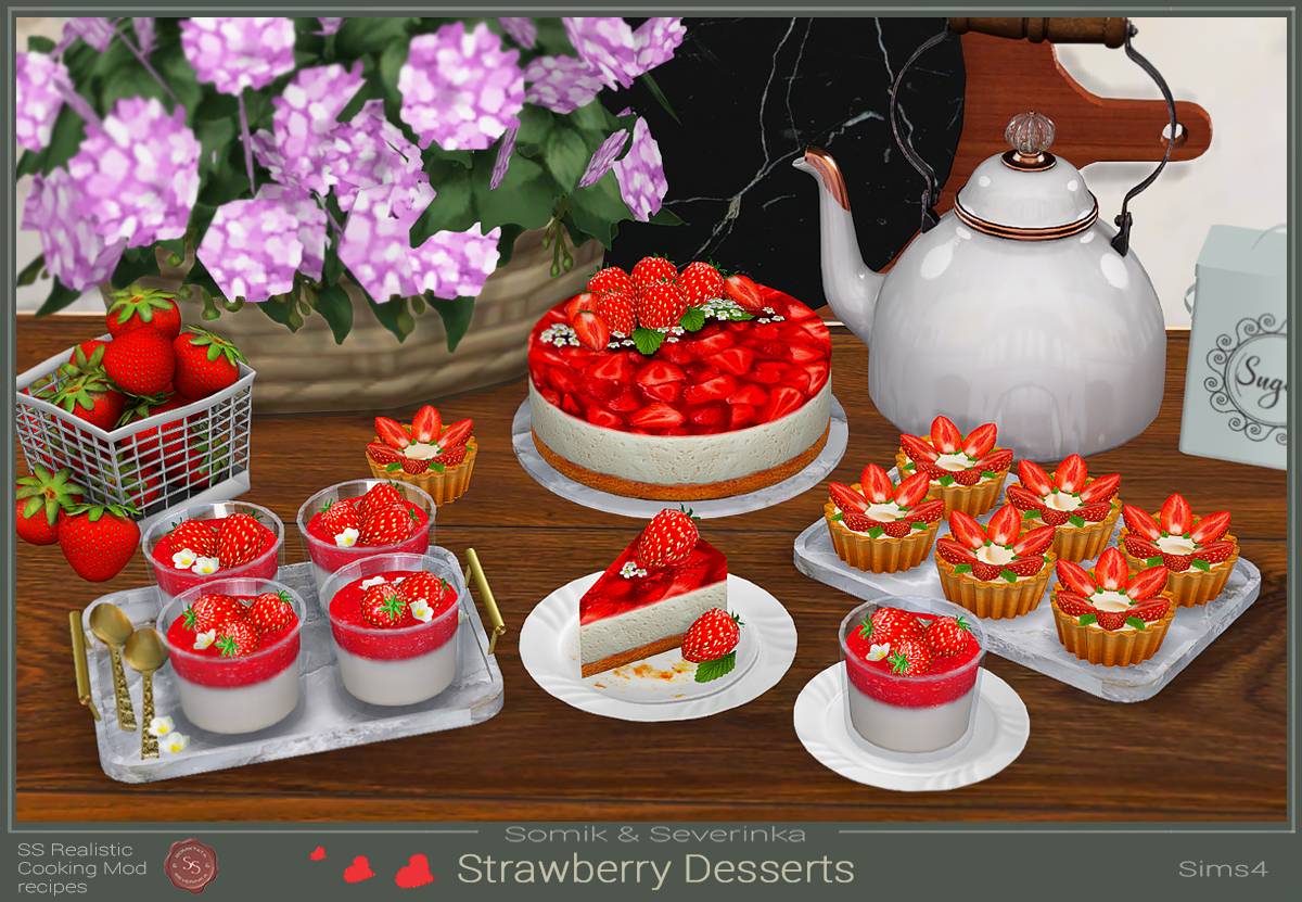 Desserts with strawberries - The Sims 4 Mods - CurseForge